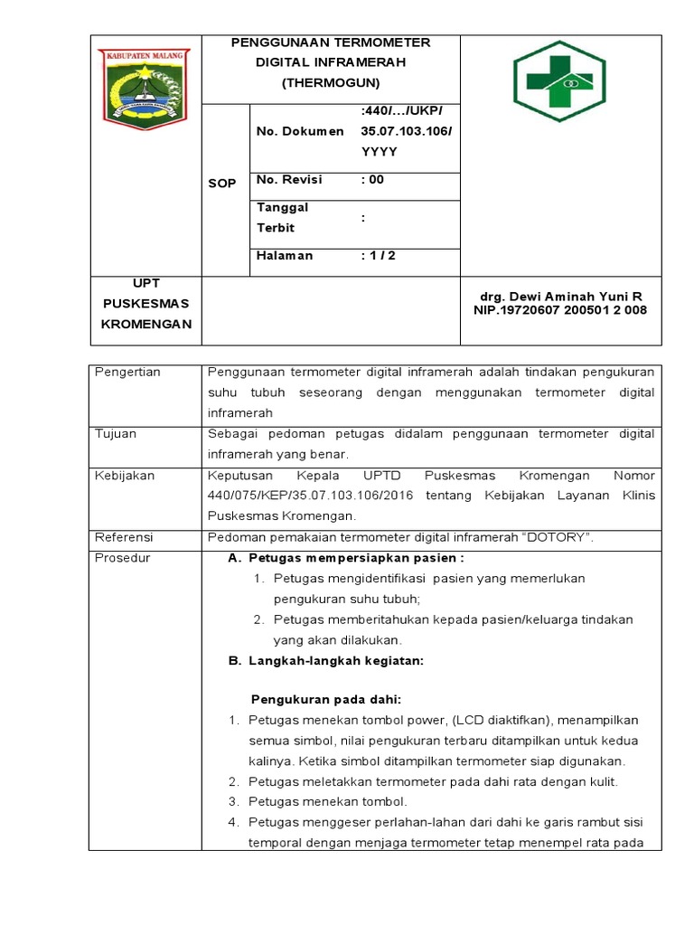 Penatalaksanaan Penggunaan Termogun | PDF
