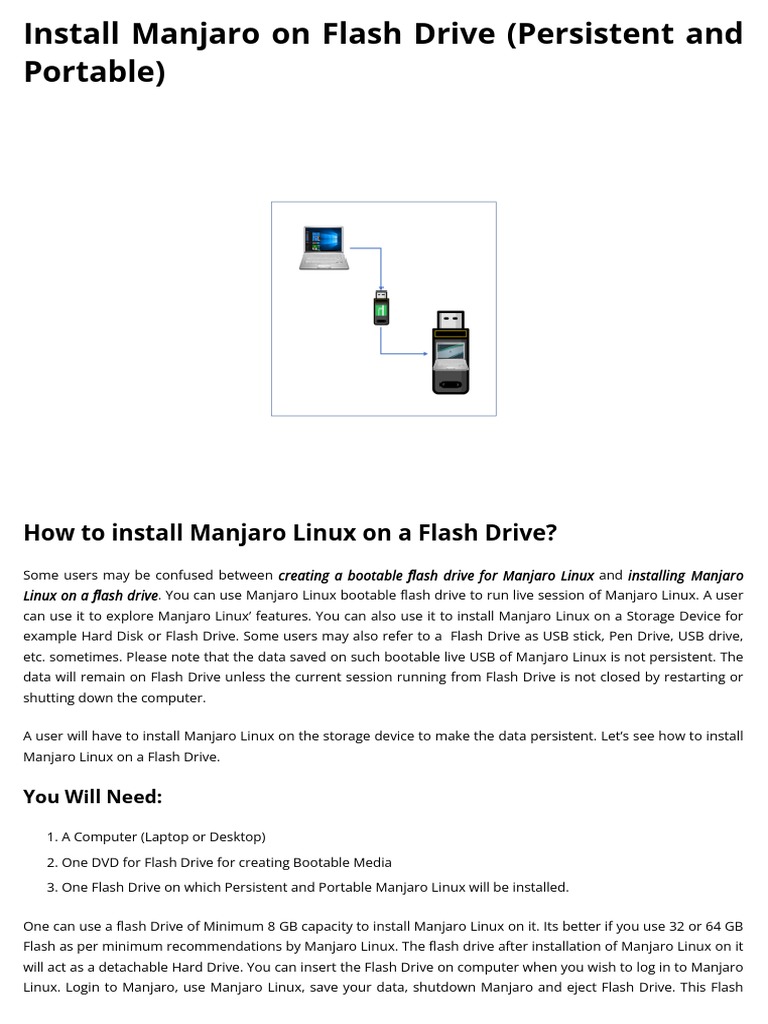 Install Manjaro On Flash Drive (Persistent and Portable ...