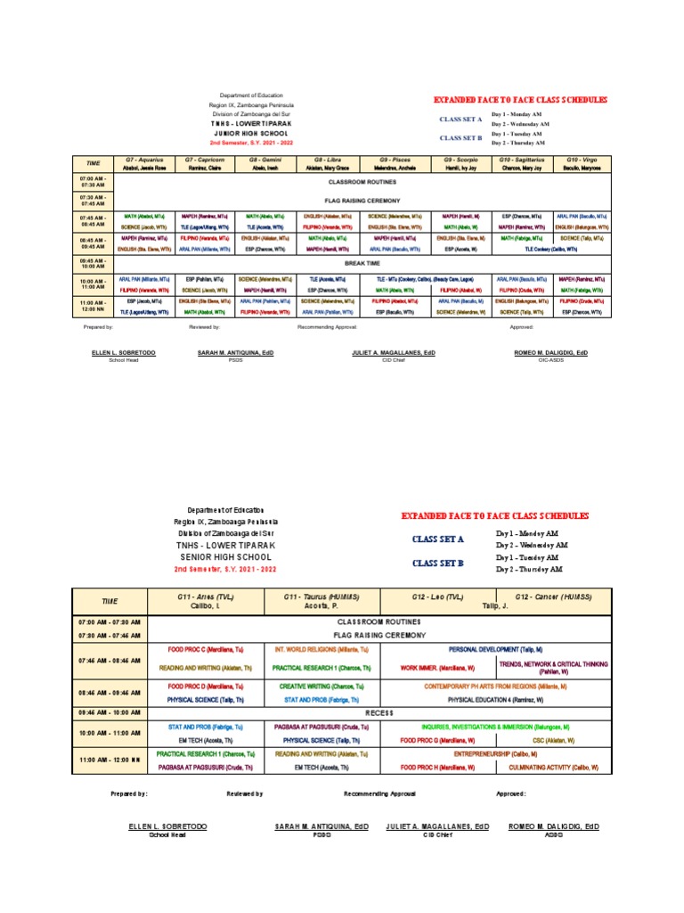 Expanded F2F Schedule 2nd Semester 2021 2022 Revised | Download grátis PDF | Astrology ...