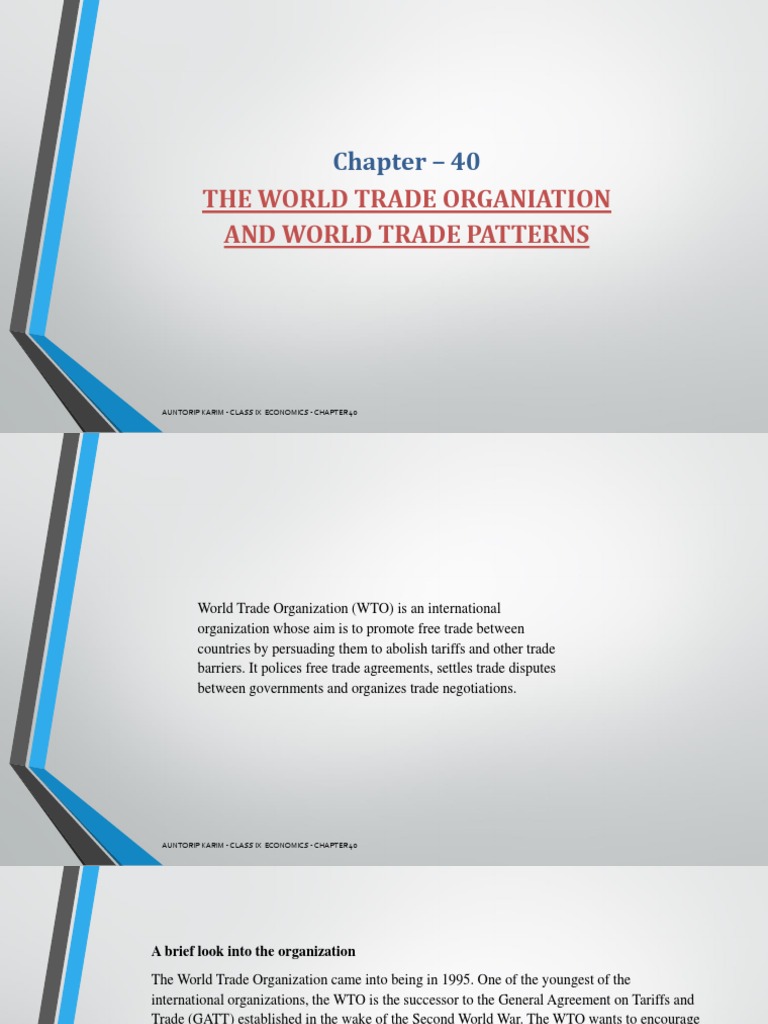 The World Trade Organiation and World Trade Patterns: Chapter - 40 ...