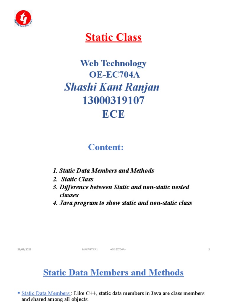 Static Class Web Technology Oe Ec704a Pdf Class Computer Programming Method Computer 
