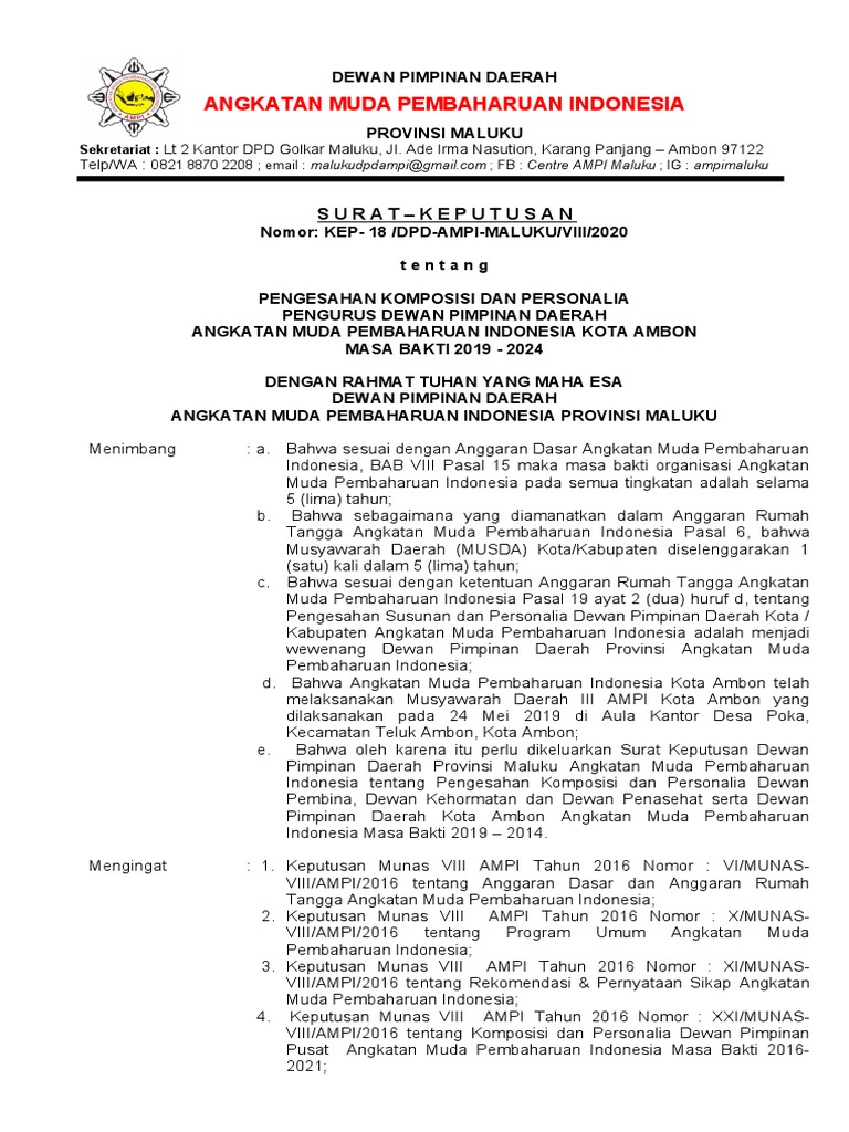018 DPD AMPI Ambon | PDF