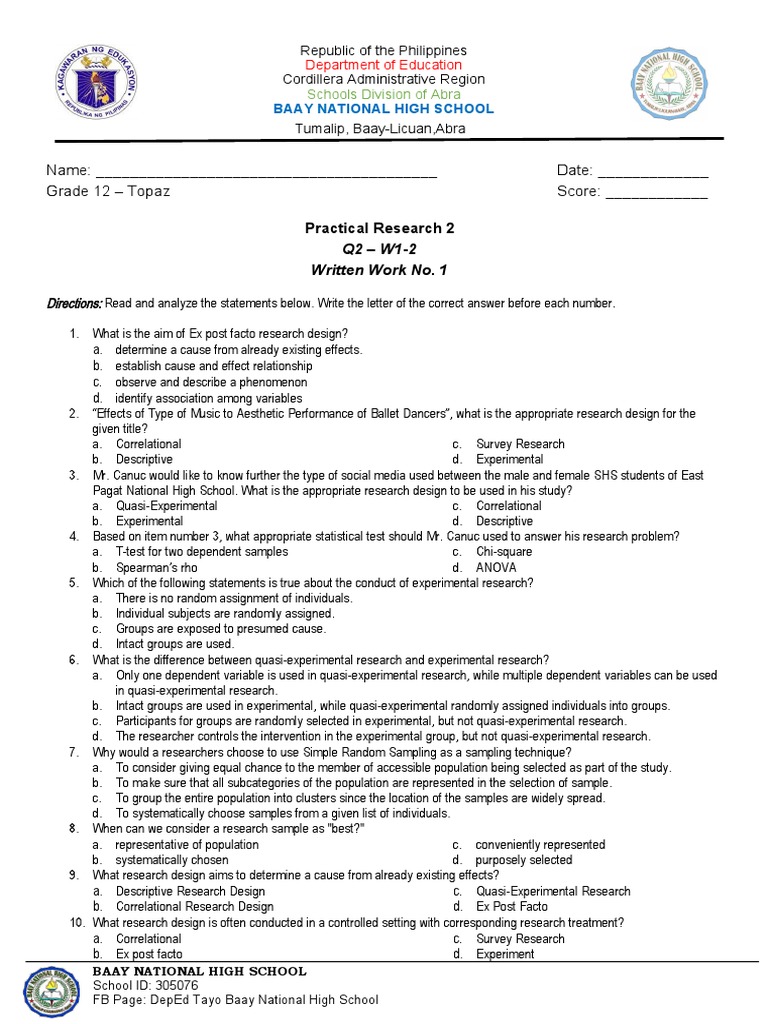 Name: - Date: - Grade 12 - Topaz Score | PDF | Hyperthermia | Design Of Experiments