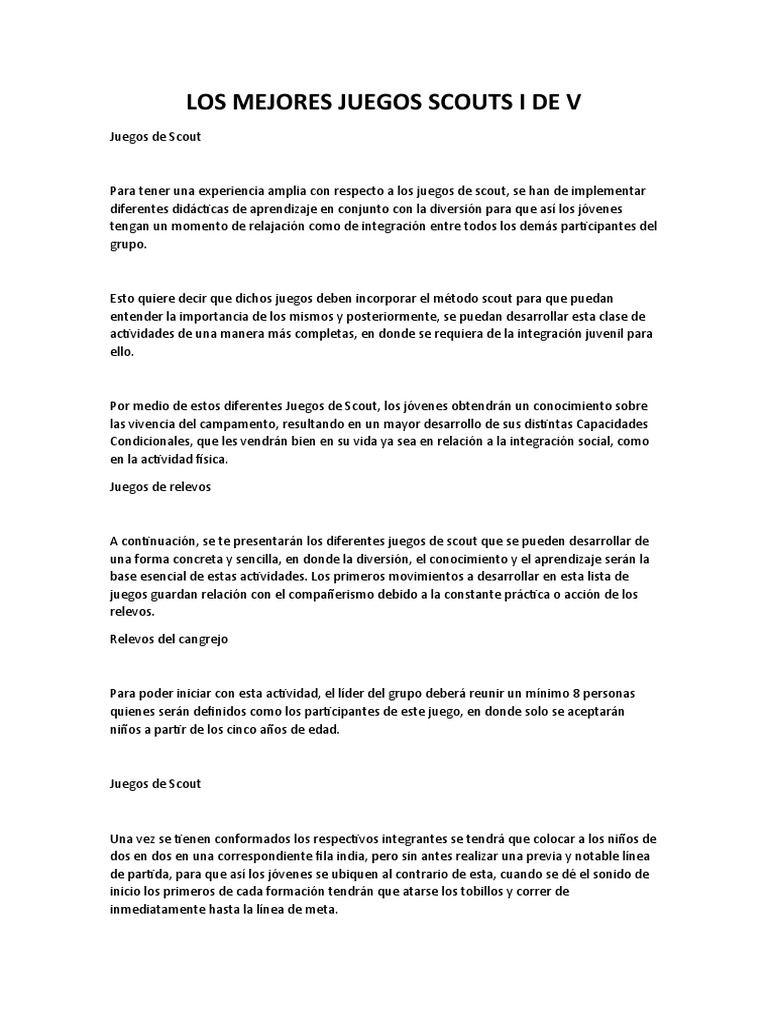 Los Mejores Juegos Scouts I de X | PDF | Exploración