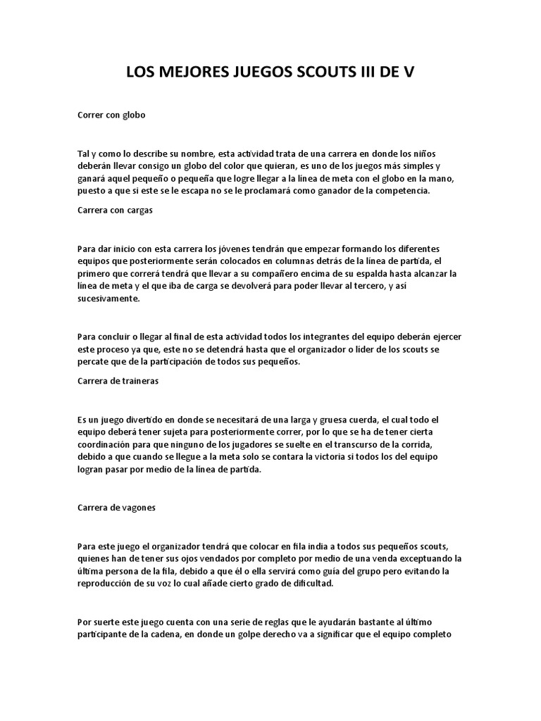 Los Mejores Juegos Scouts Iii de X | PDF