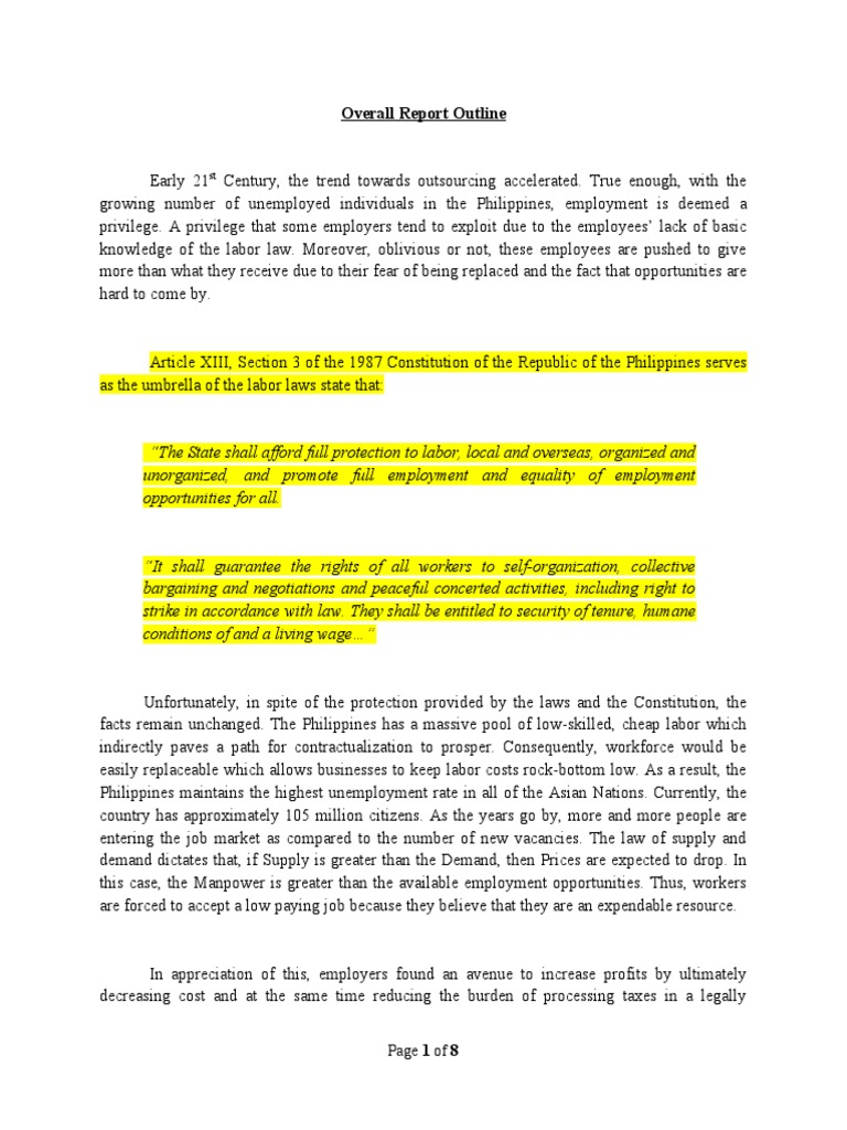 Overall Report Outline | PDF | Employment | Temporary Work