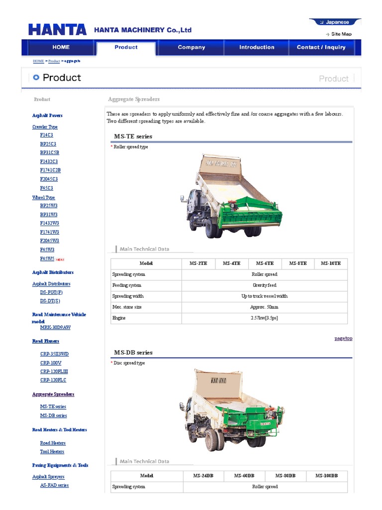 Aggregate Spreaders - Product - HANTA MACHINERY Co.,Ltd | PDF | Land ...