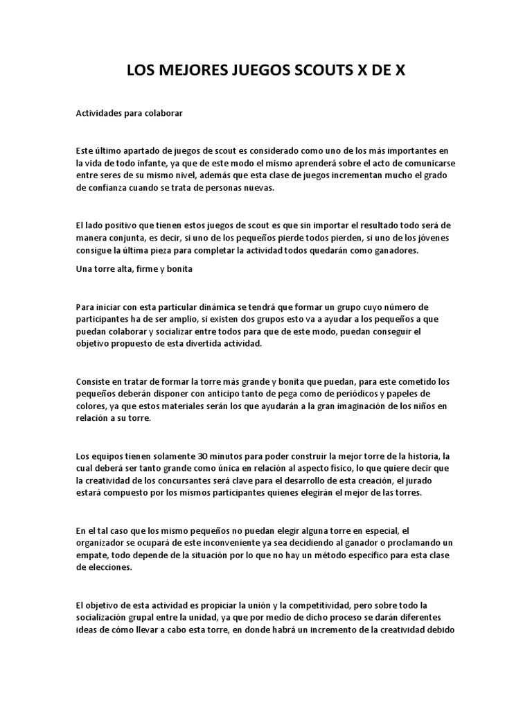 Los Mejores Juegos Scouts X de X | PDF | Exploración