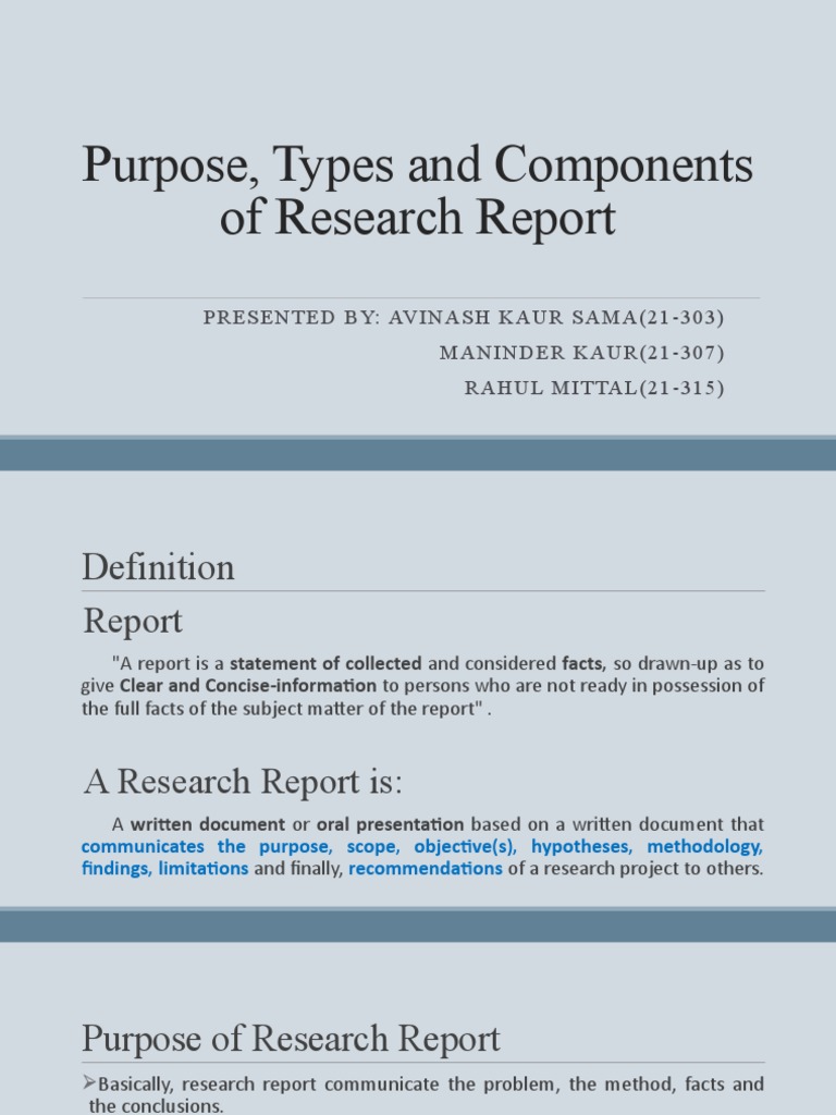 Purpose, Types and Components of Research Report | PDF | Abstract ...
