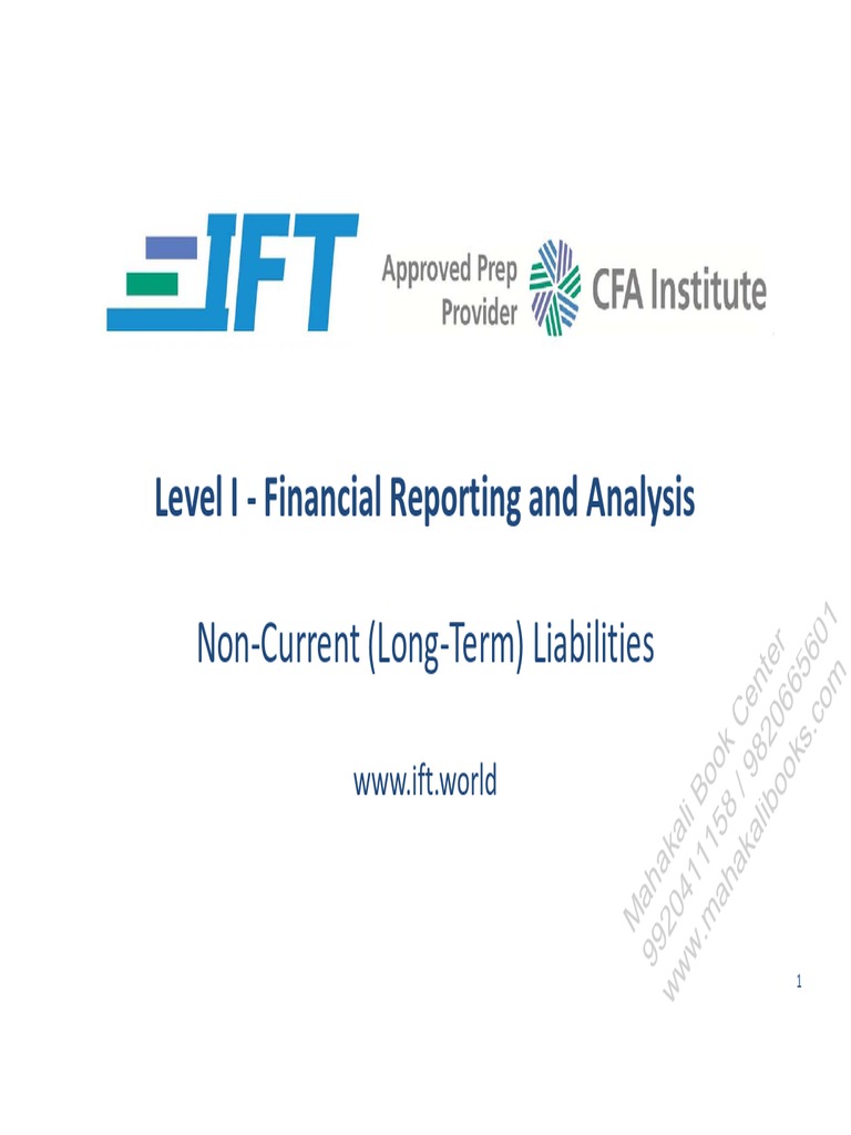 Level I - Financial Reporting and Analysis: Non-Current (Long-Term) Liabilities | Download Free ...