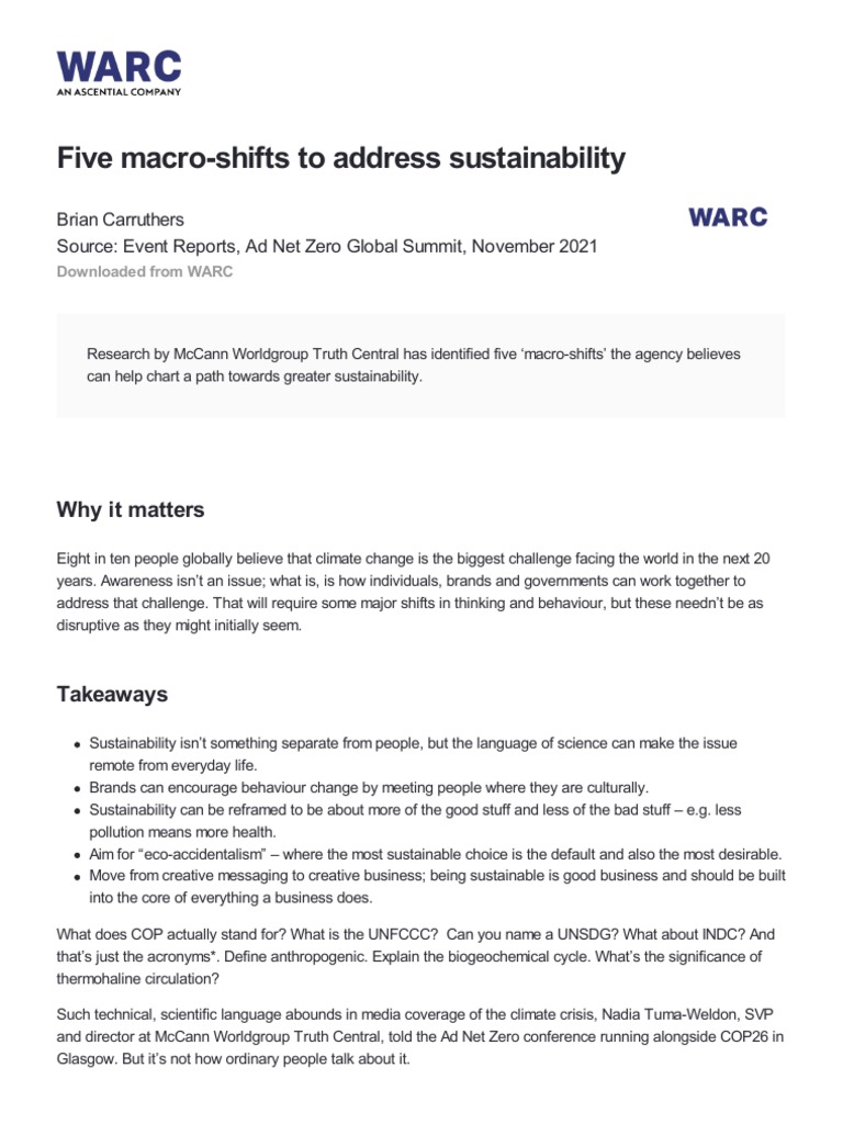 Five Macro-Shifts To Address Sustainability: Why It Matters | PDF ...