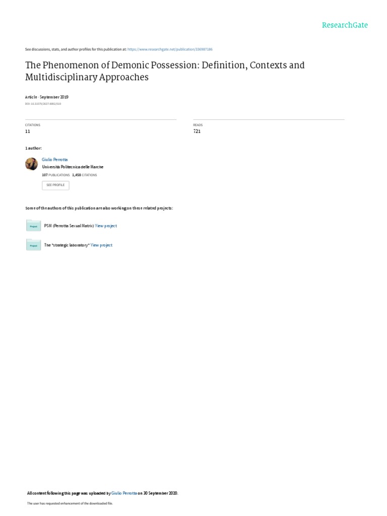 The Phenomenon of Demonic Possession: Definition, Contexts and ...