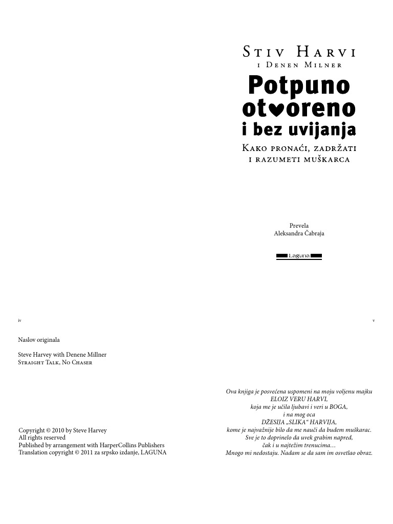 Knjiga Potpuno Otvoreno I Bez Uvijanja Stiv Harvi Denen Milner Laguna Knjizara Roman Odlomak ...