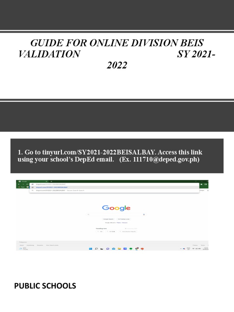 Guide For Online Division Beis Validation Sy 2021-2022 | Download Free PDF | Cyberspace ...