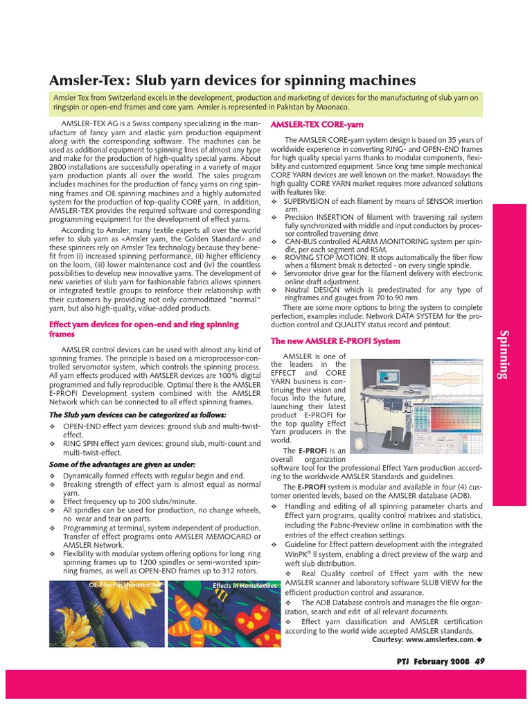 49- Spinning - Amsler | PDF | Spinning (Textiles) | Yarn