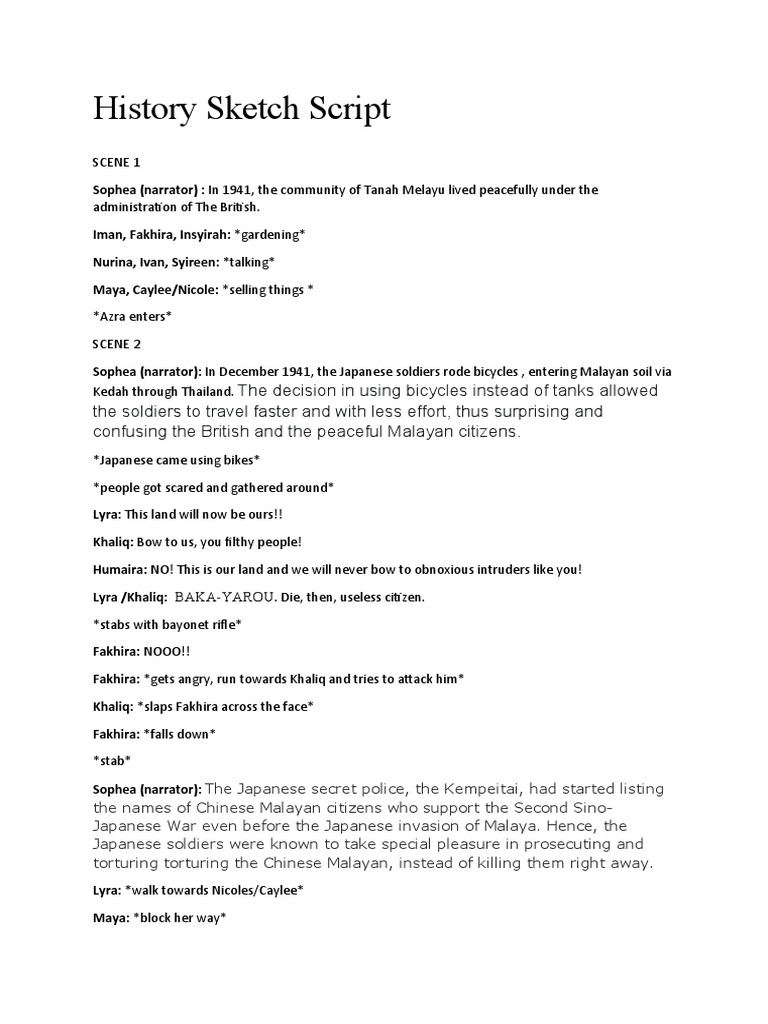 History Sketch Script-1 | PDF