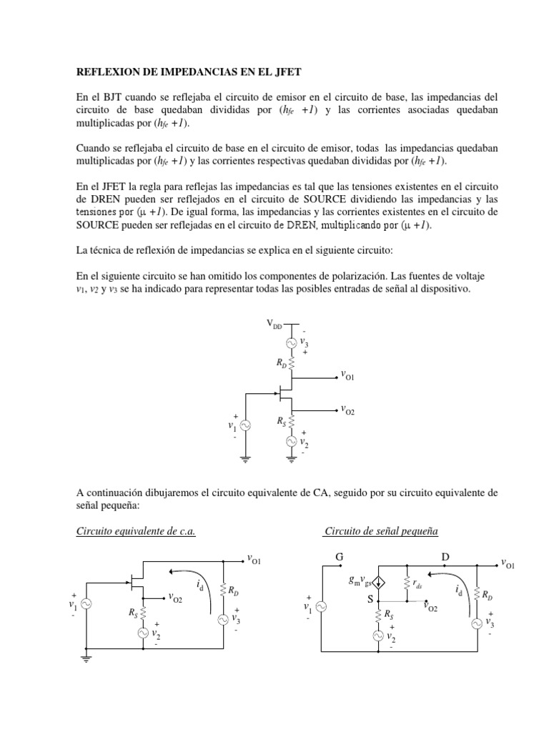 Reflexion de Impedancias en El Jfet en El BJT Cuando Se | Descargar gratis PDF | Transistor de ...