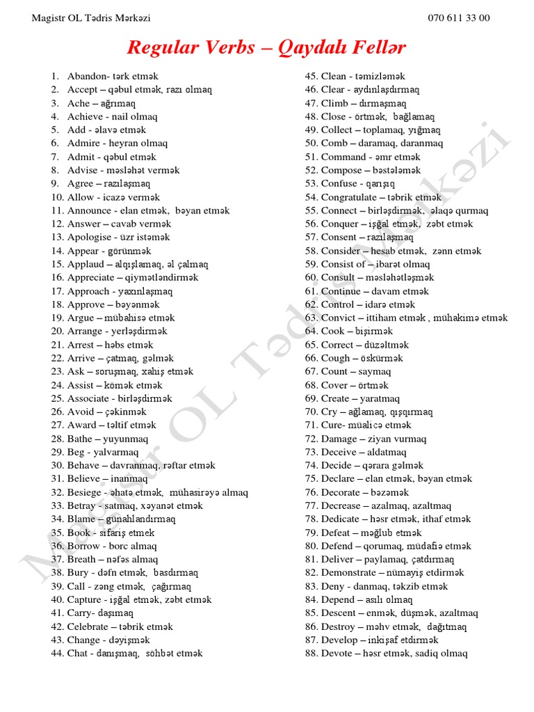 Regular Verbs | PDF