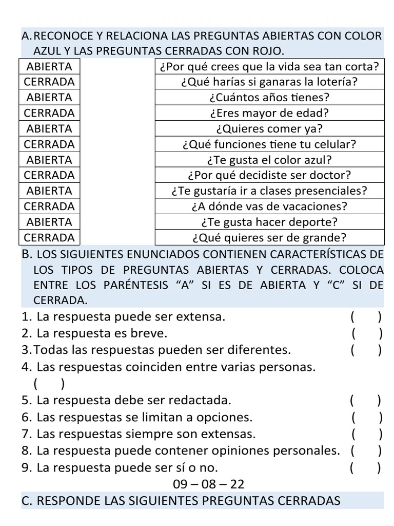 Preguntas Abiertas y Cerradas | PDF