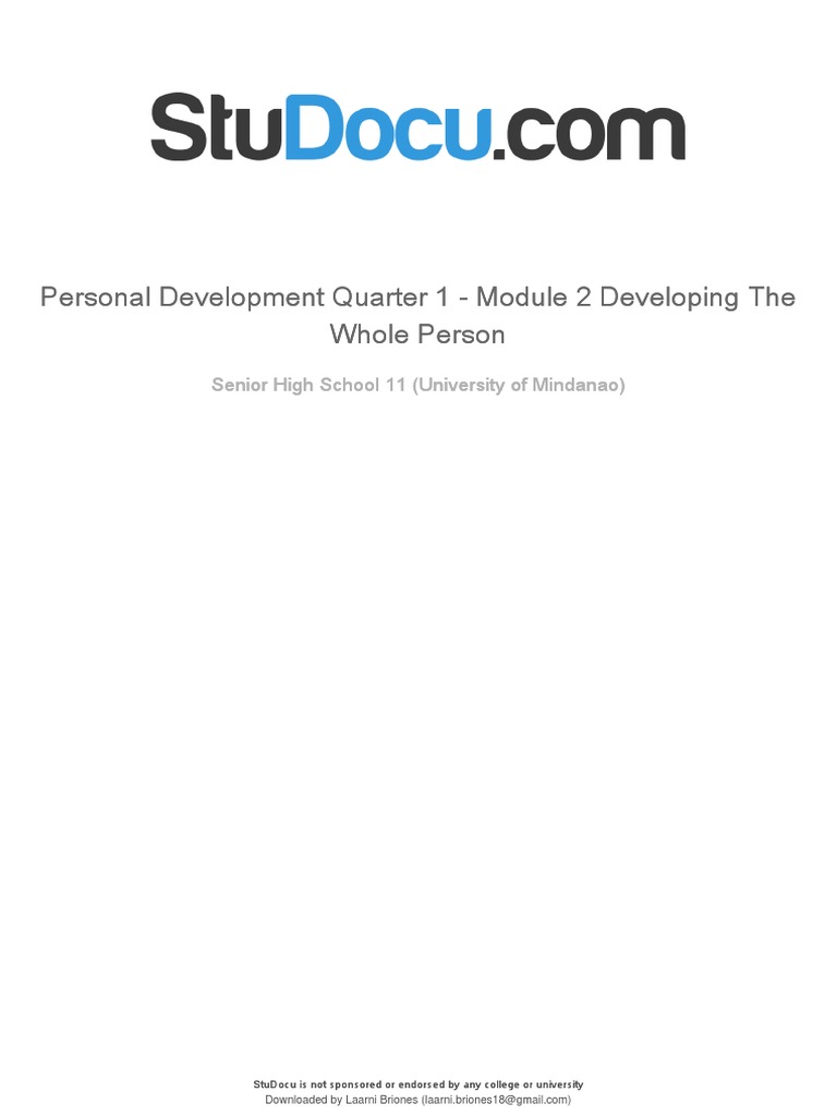Personal Development Quarter 1 Module 2 Developing The Whole Person | PDF | Feeling | Learning