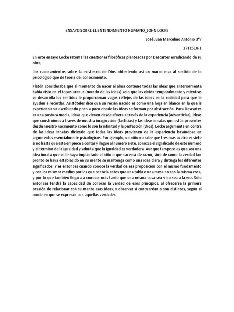 Ensayo Sobre El Entendimiento Humano - Marcelino Antonio Jose Juan - 3 ...