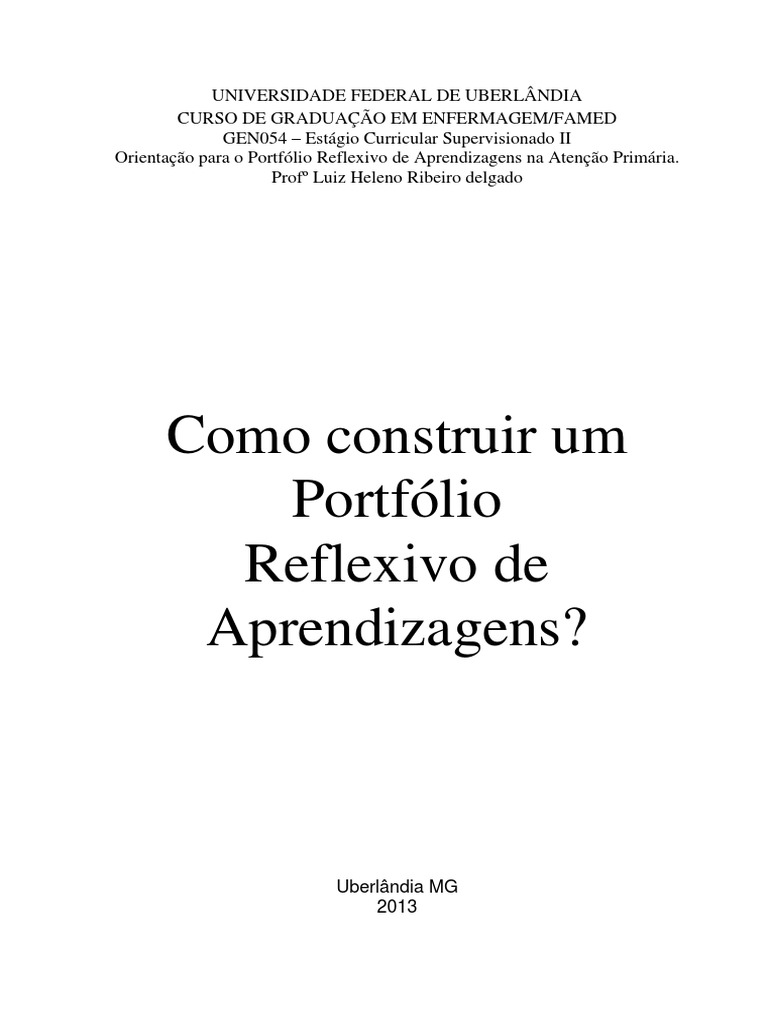 Como Construir Um Portfólio - Reflexivo | PDF | Aprendizado | Vida