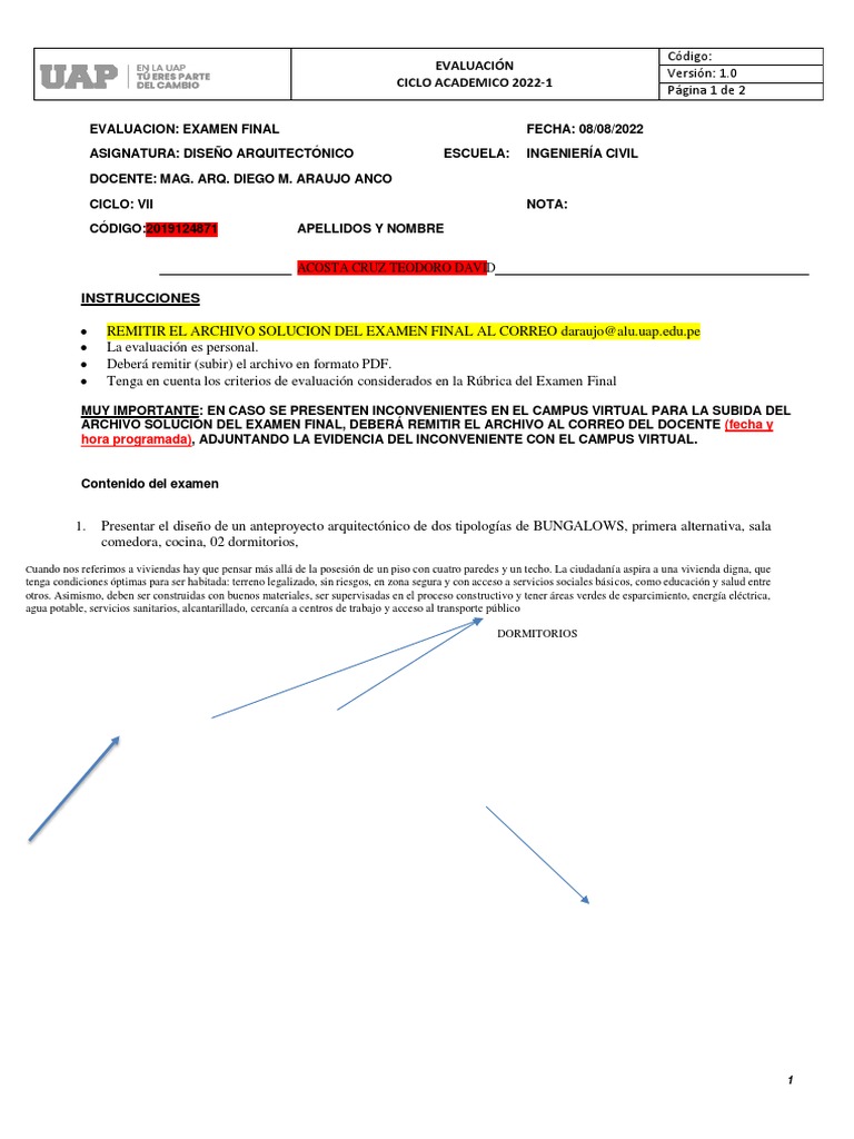 Examen - Final - Diseño Arquitectonico Acosta Cruz | PDF
