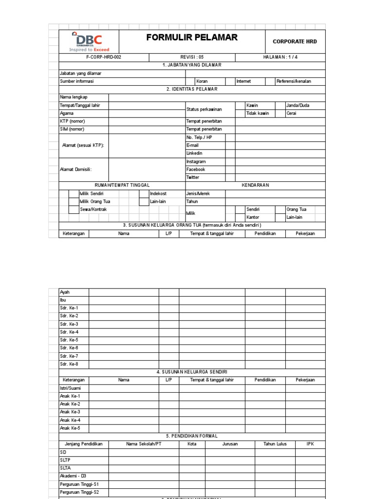 Formulir Pelamar (R6) | PDF