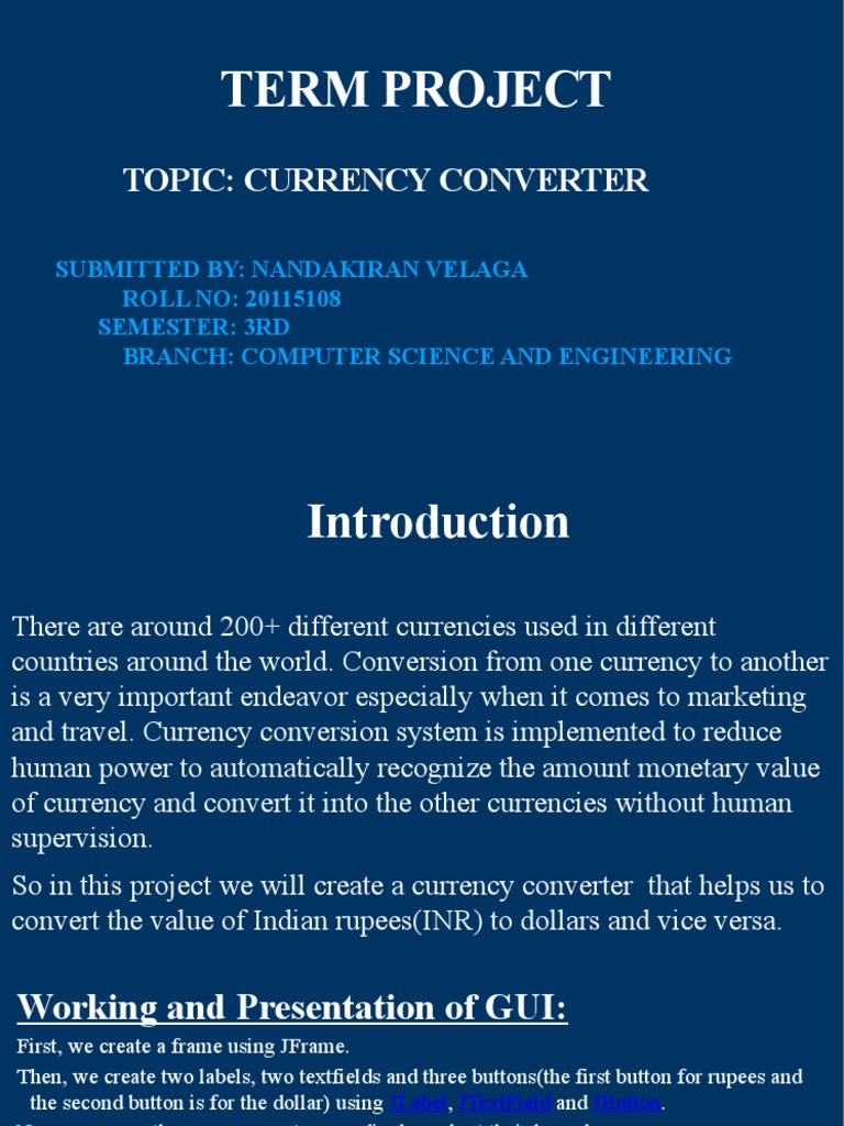 Term Project: Topic: Currency Converter | PDF | Teaching Methods ...