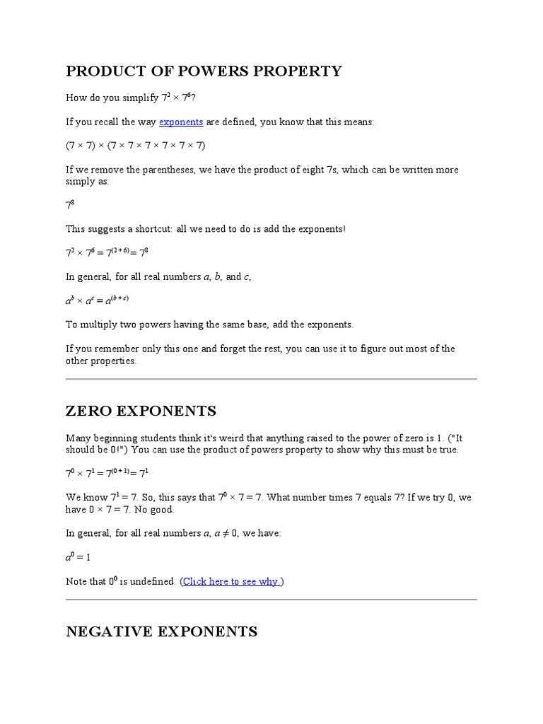The Product of Powers Property: A Concise Explanation of Exponent Rules ...