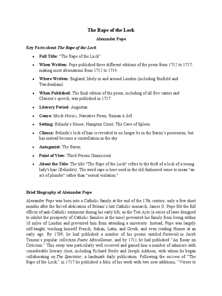 The Rape of The Lock | PDF | Alexander Pope | Poetry