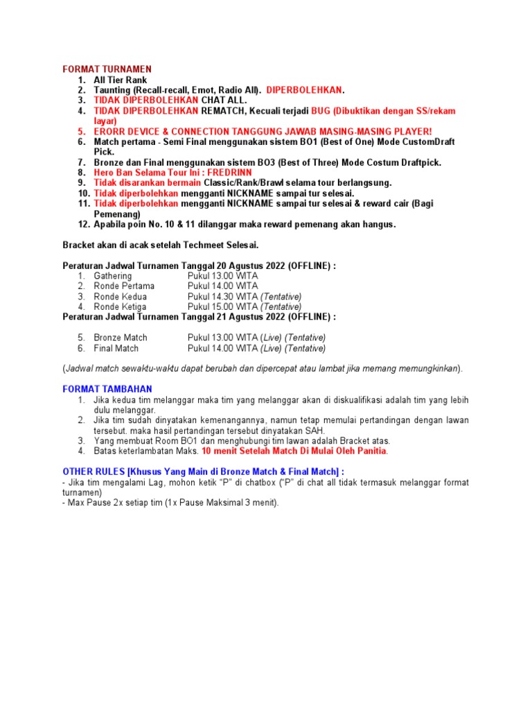 Format Turnamen | PDF