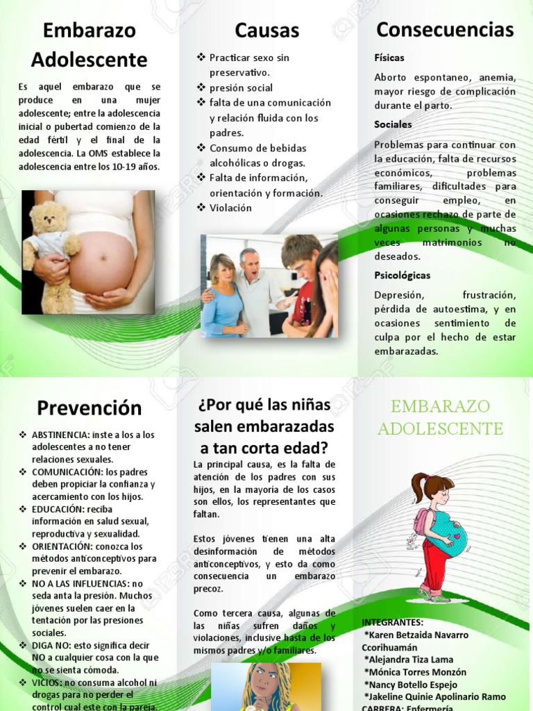 Triptico Embarazo Adolescente | Descargar gratis PDF | Adolescencia | El embarazo