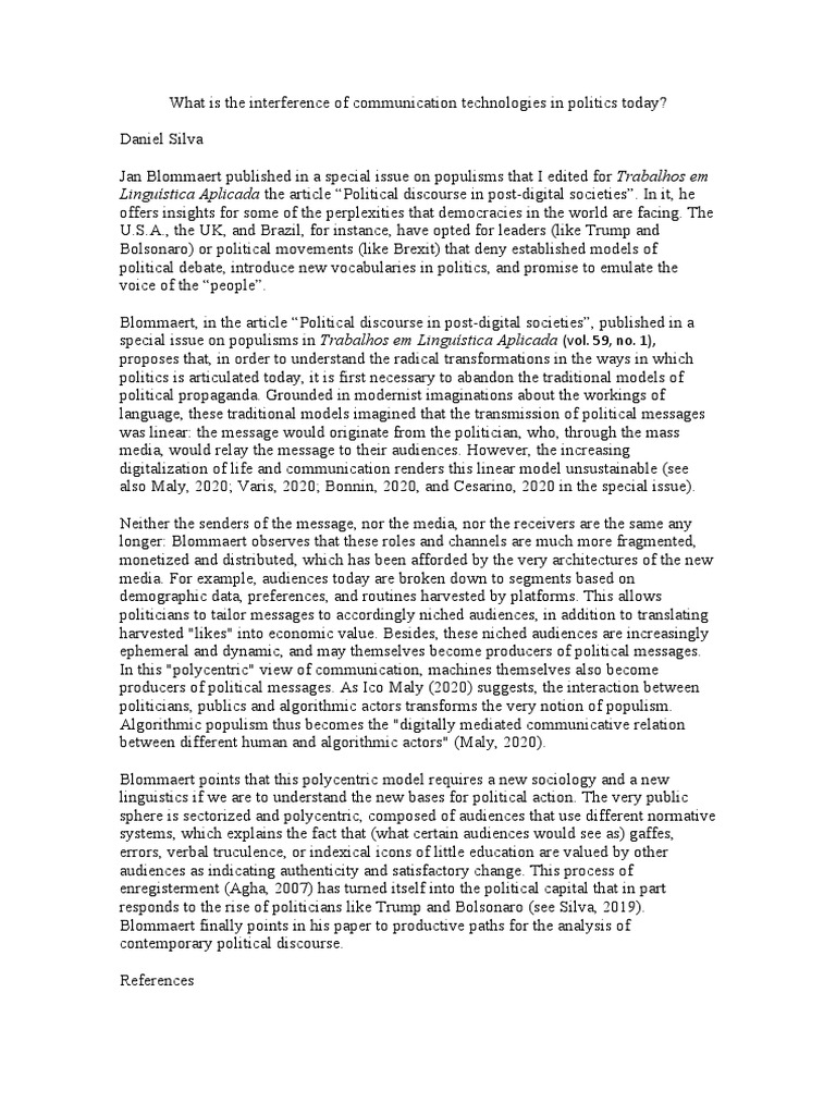 Jan Blommaert On Political Discourse in Post | PDF | Communication ...