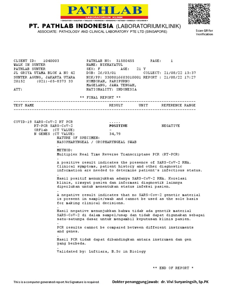 Pt. Pathlab Indonesia: (Laboratorium Klinik) | PDF | Reverse ...