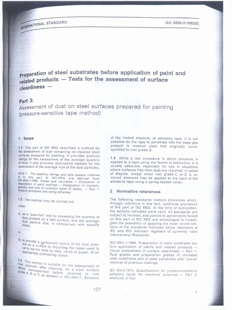 NORMA ISO 8502-3 - Nivel de Polvo | PDF