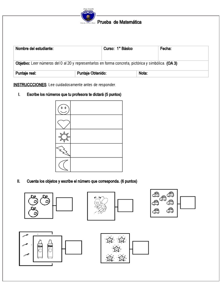 Prueba Matematica #Del 0 Al 10 | PDF