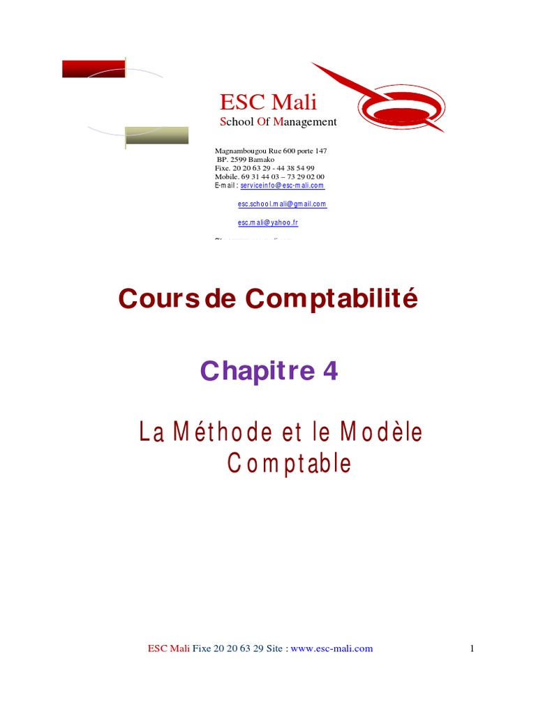 Compta - Chapitre 4 - Méthode Et Modèle Comptable | PDF | Comptabilité ...