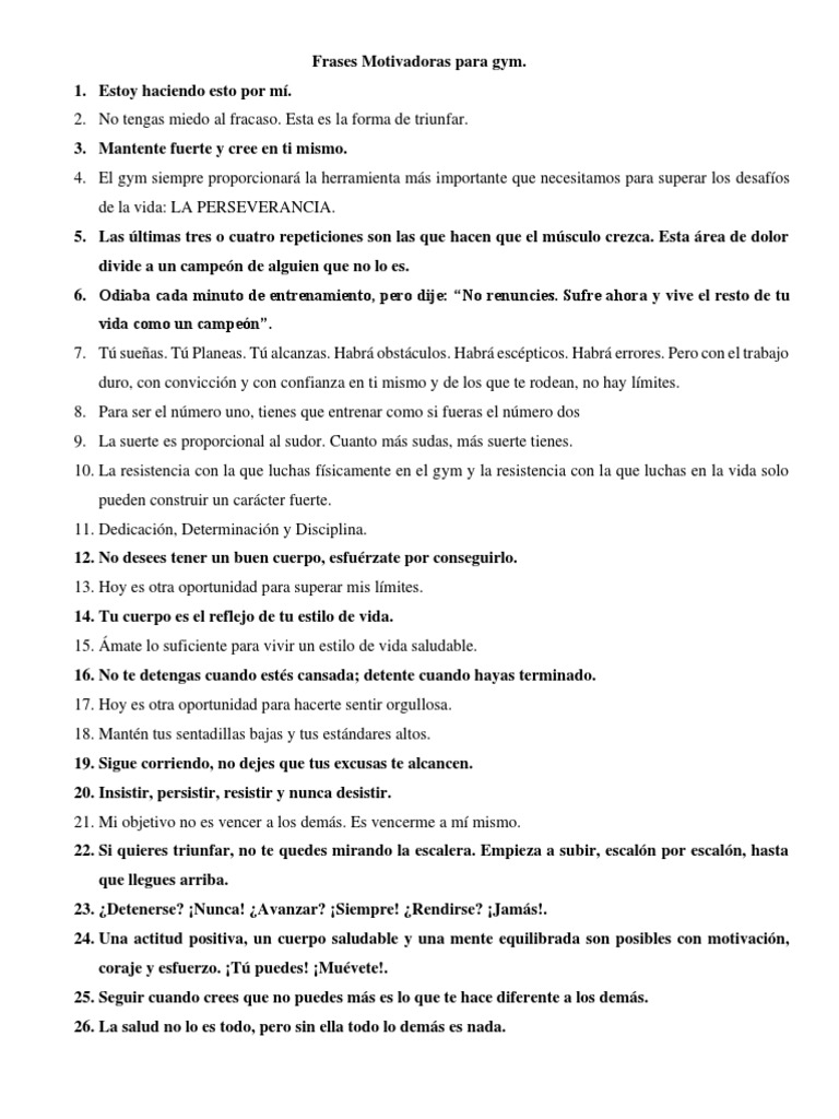 Frases Motivadoras Gym Perseverancia Pdf