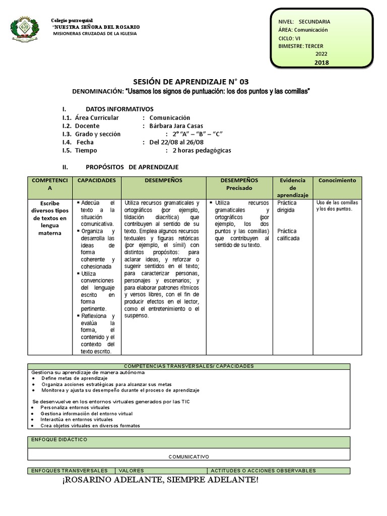 Sesión de Aprendizaje #03 - 2do Secundaria - Iii Bim | PDF | Evaluación | Aprendizaje