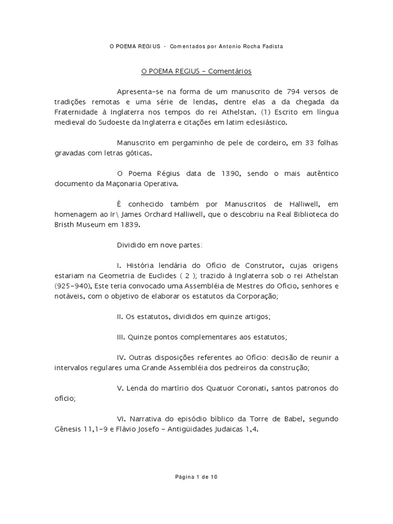 06 - O POEMA REGIUS Comentado Por Antonio Rocha Fadista | PDF ...