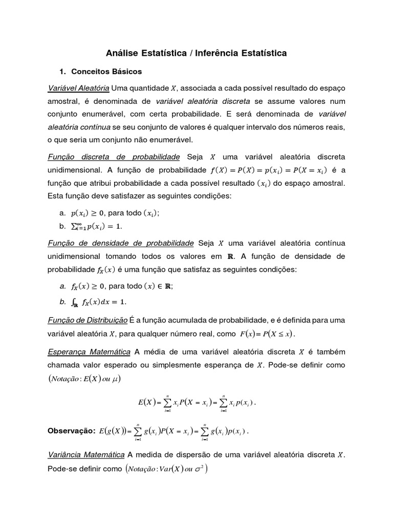 Apostila de An Lise Estat Stica - Infer Ncia Estat Stica | PDF ... Apostila de An Lise Estat Stica - Infer Ncia Estat Stica | PDF ...