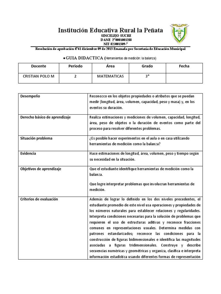 Actividades de masa y peso para 2° grado | PDF | Kilogramo | Medición