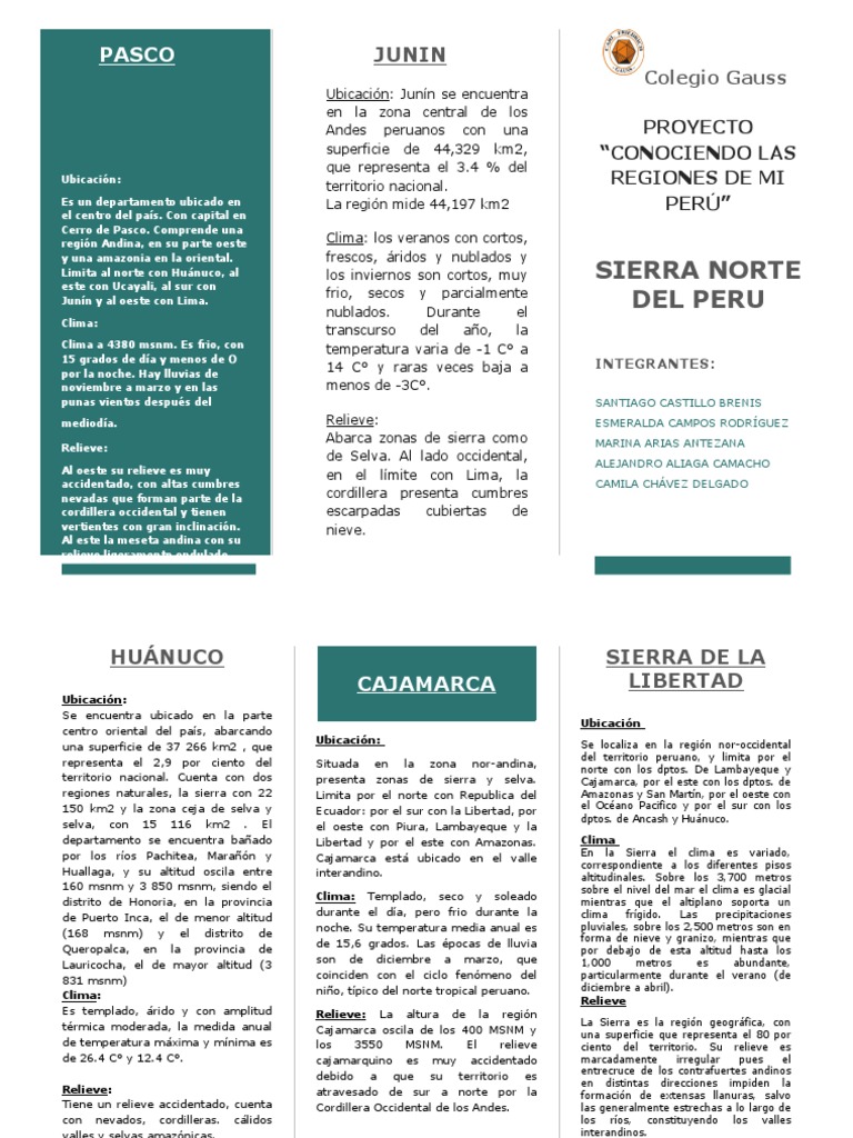 Triptico Sierra Norte Del Perú | PDF | Andes | Perú