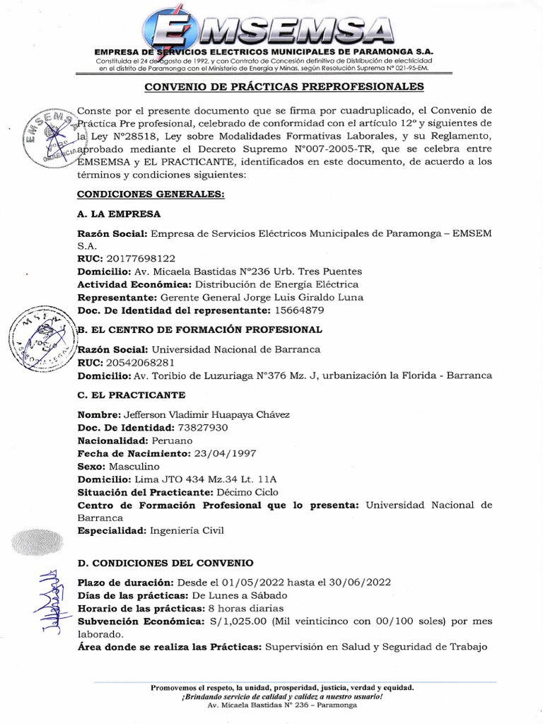 Convenio de Practicas | PDF