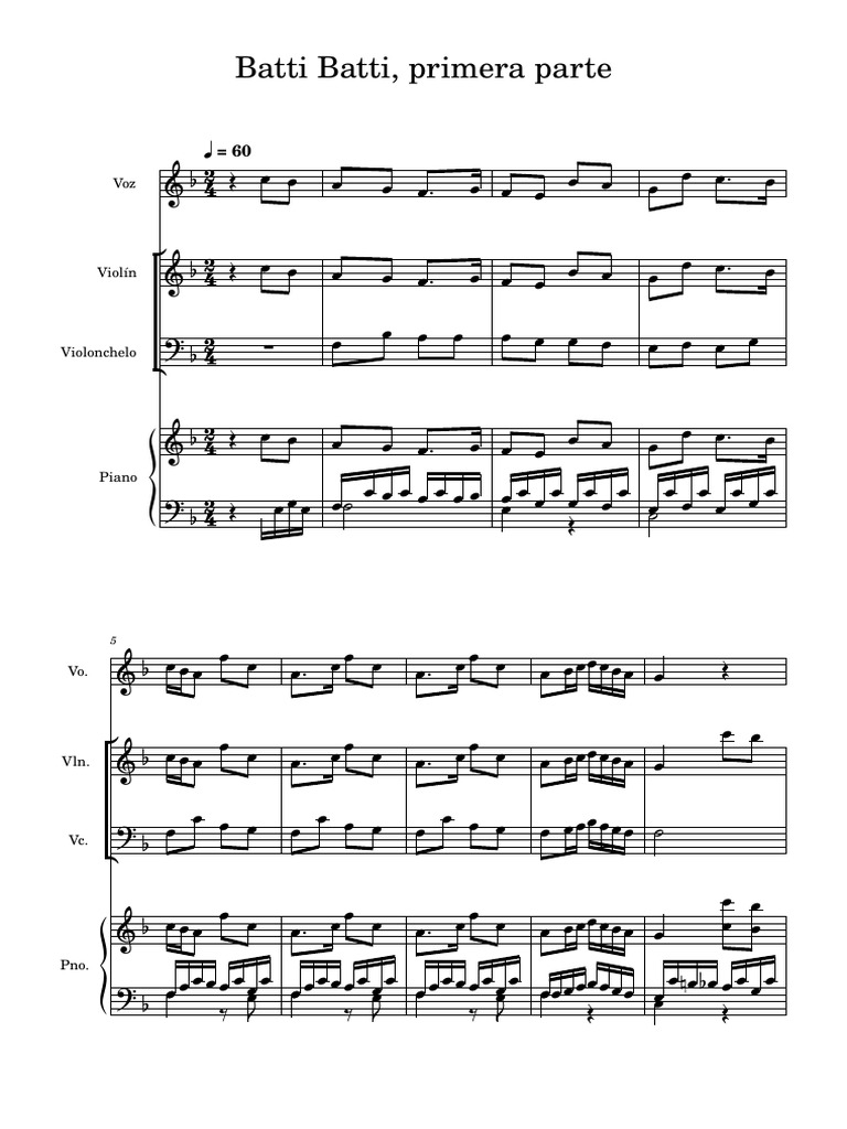 Classical Sheet Music: Batti Batti | PDF | Classical Music