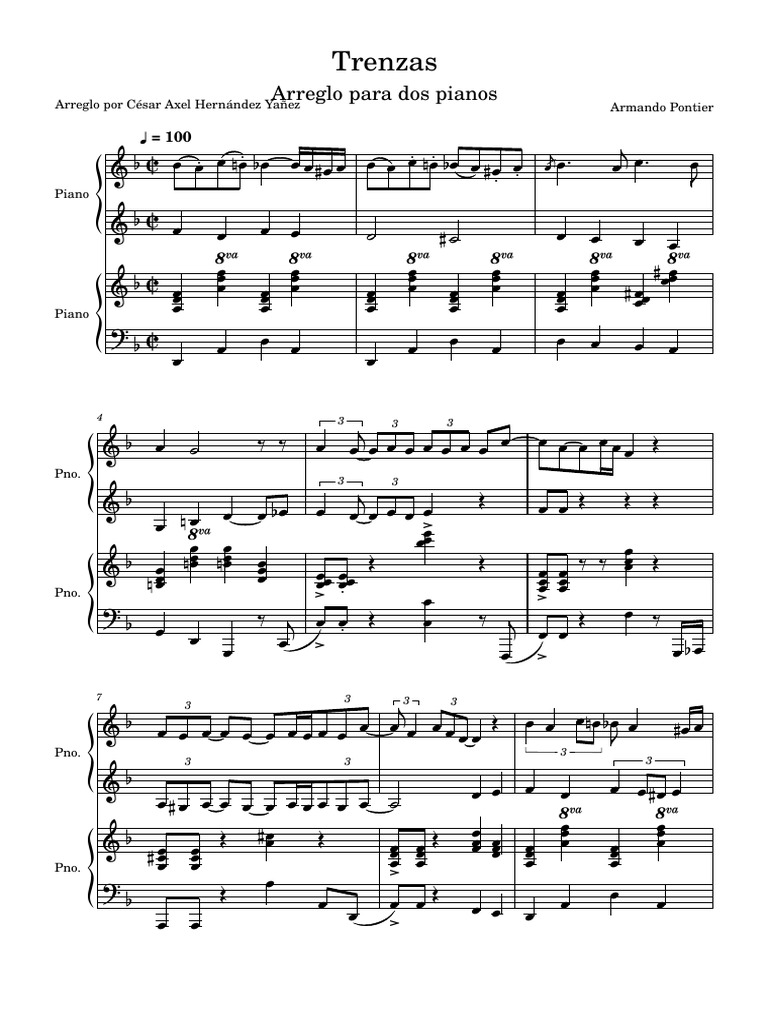 Trenzas: Arreglo para Dos Pianos | PDF