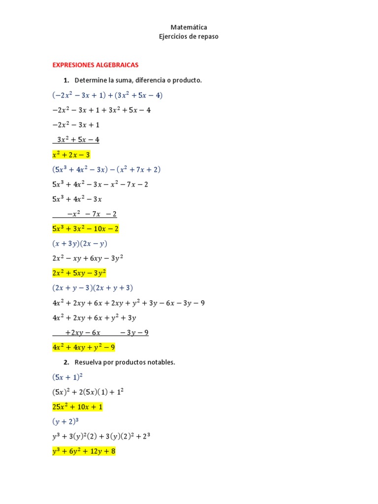 Ejercicios de Repaso - Resueltos | PDF | Factorización | Objetos matemáticos