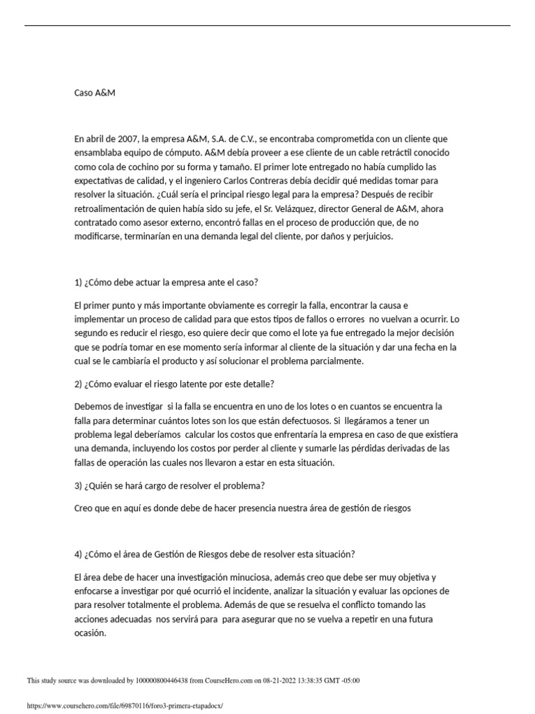 Foro3 Primera Etapa | PDF | Riesgo | Business