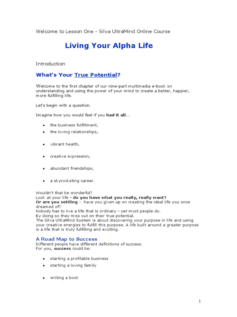 Silva UltraMind On-Line Cource | PDF | Meditation | Mental Image